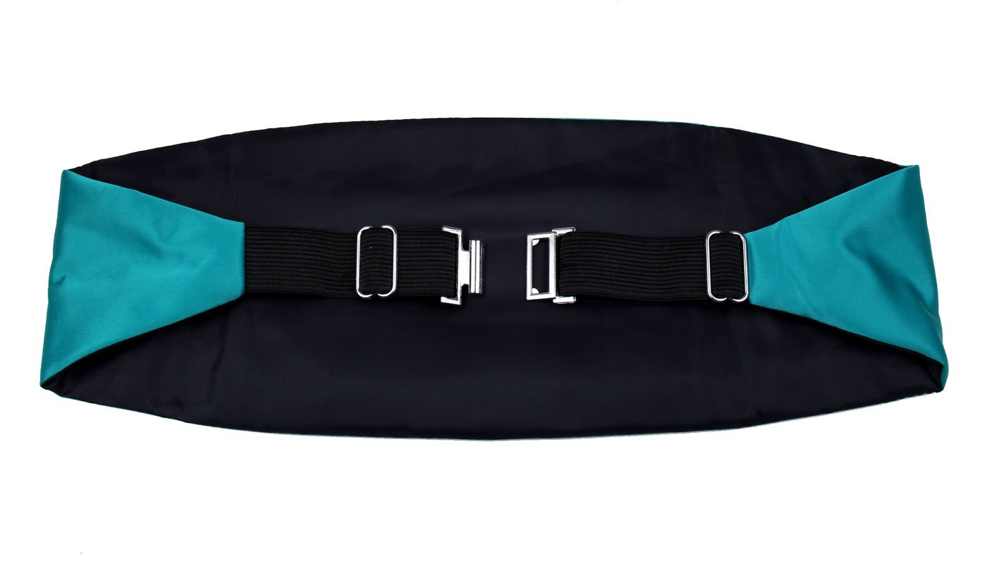 CBUND-ADF-32 - Mens Formal Woven Satin Cummerbund Pre-Tied Bowtie Hanky set.