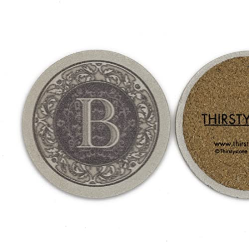 Thirstystone Monogram Letter B Absorbent Sandstone Coaster 4-Pack Made in The USA Decorative, Absorbent, Easily Wipes Clean
