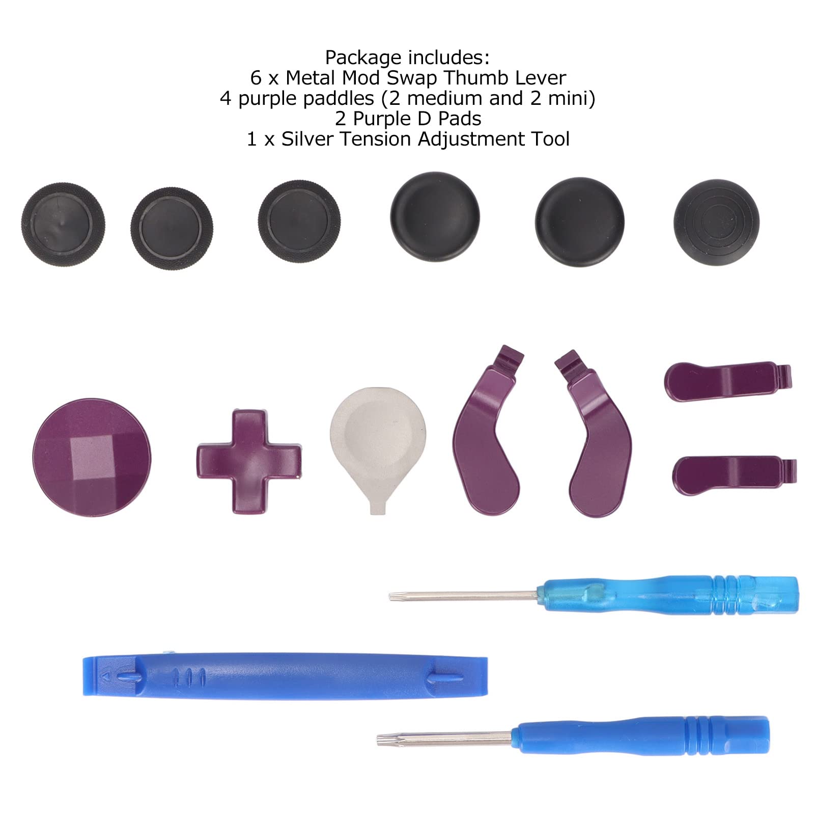 ControllerAccessoryParts, Multifunction GamingAccessoryReplacement Purple Stainless Steel 13in1 for Game Controller