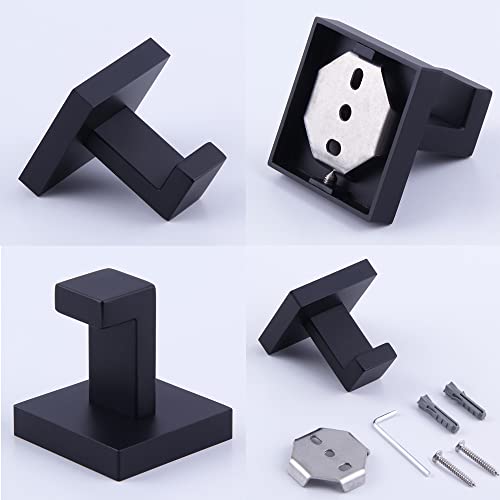MOKIUER Towel Hooks for Bathroom Bath Robe Hook,Towel Holder Towel Hanger Coat Hooks Sponges Hangers Wall Mount Heavy Duty for Kitchen Garage Cabinet Closet Door,Matte Black,4 Pack