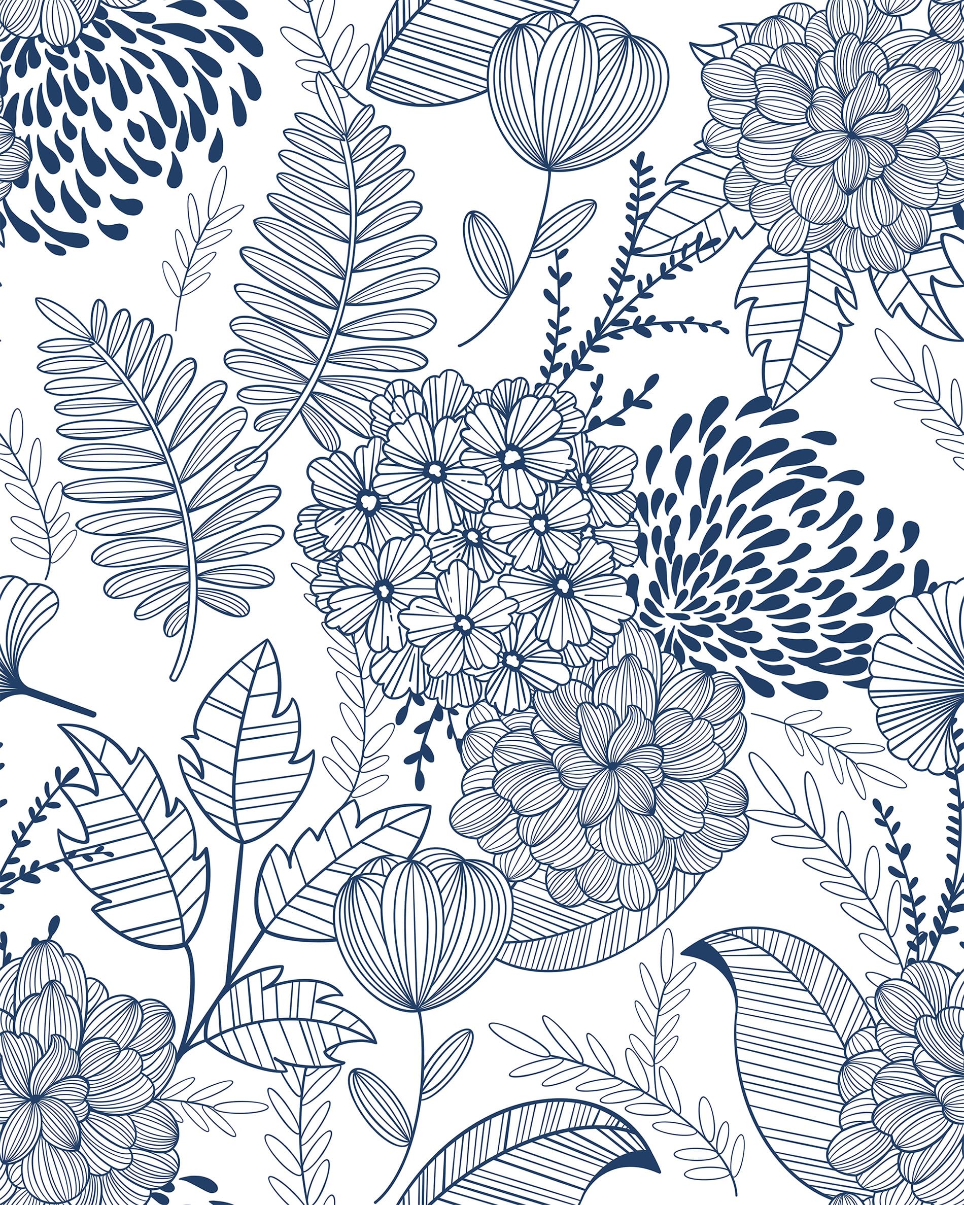 MelunMer Navy Blue Peel and Stick Wallpaper for Bathroom Boho Vintage Floral Leaf Contact Paper for Cabinets and Drawers Laundry Room Wallpaper Stick and Peel, Removable, Waterproof 17.3"×78.8"