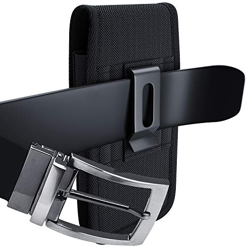 PiTau Holster for iPhone SE, iPhone 8, 7, 6s, 6 Cell Phone Belt Holder Case with Belt Clip, Belt Loop Carrying Pouch Cover (Fits iPhone SE, 8 7 with Otterbox, Battery Case on) Black Medium Size