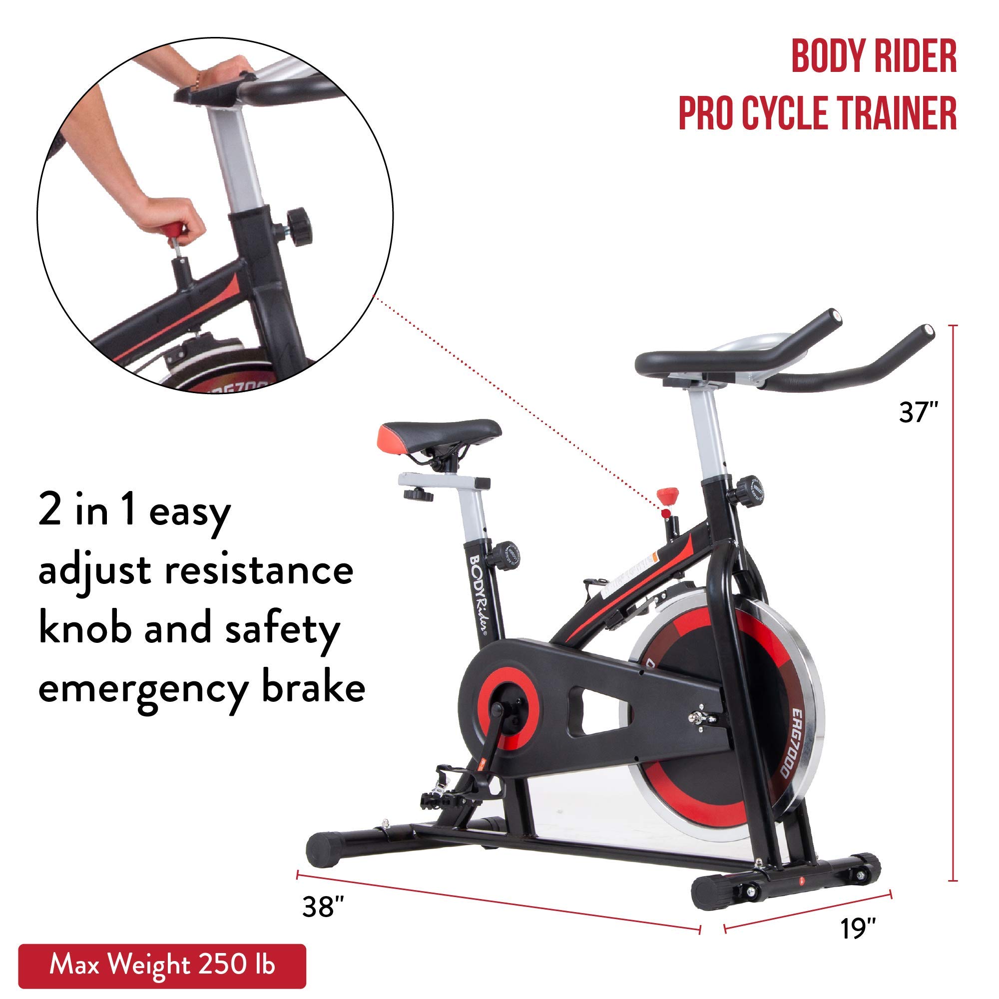 Body Rider ERG7000, Pro Cycle Trainer, Professional-Grade Stationary Bike
