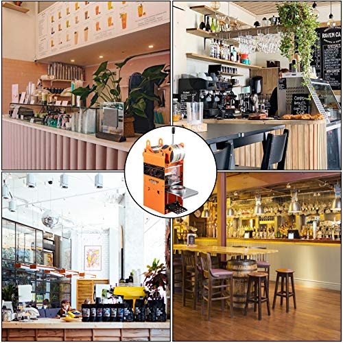 VEVOR Manual Tea Cup Sealer Machine, 300-500 Cup/h Manual Boba Tea Sealer Machine, Orange, 90/95mm Cup Diameter Cup Sealing Machine with Heating Technology for Bubble Milk Tea