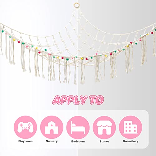 Stuffed Animal Nets, 59 Inches Hanging Stuffed Animal Netting Storage Large Wall Corner Stuffed Animal Hammock Organizer Ceiling Net DIY Beads for Kids Toy Display Bedroom Nursery (59 Inches, White)