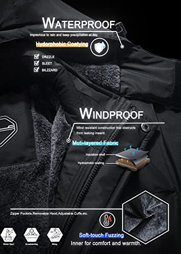 OTU Men's Waterproof Ski Jacket Snowboarding Windbreaker Warm Winter Hooded Mountain Snow Coat X-Large
