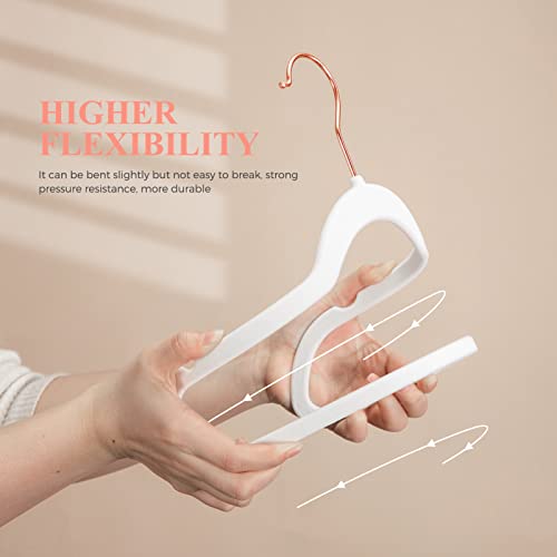 HOUSE DAY Clear Skirt Hangers 12 Pack and White Velvet Hangers 50 Pack, Closet Hangers Set, College Dorm Room Essentials
