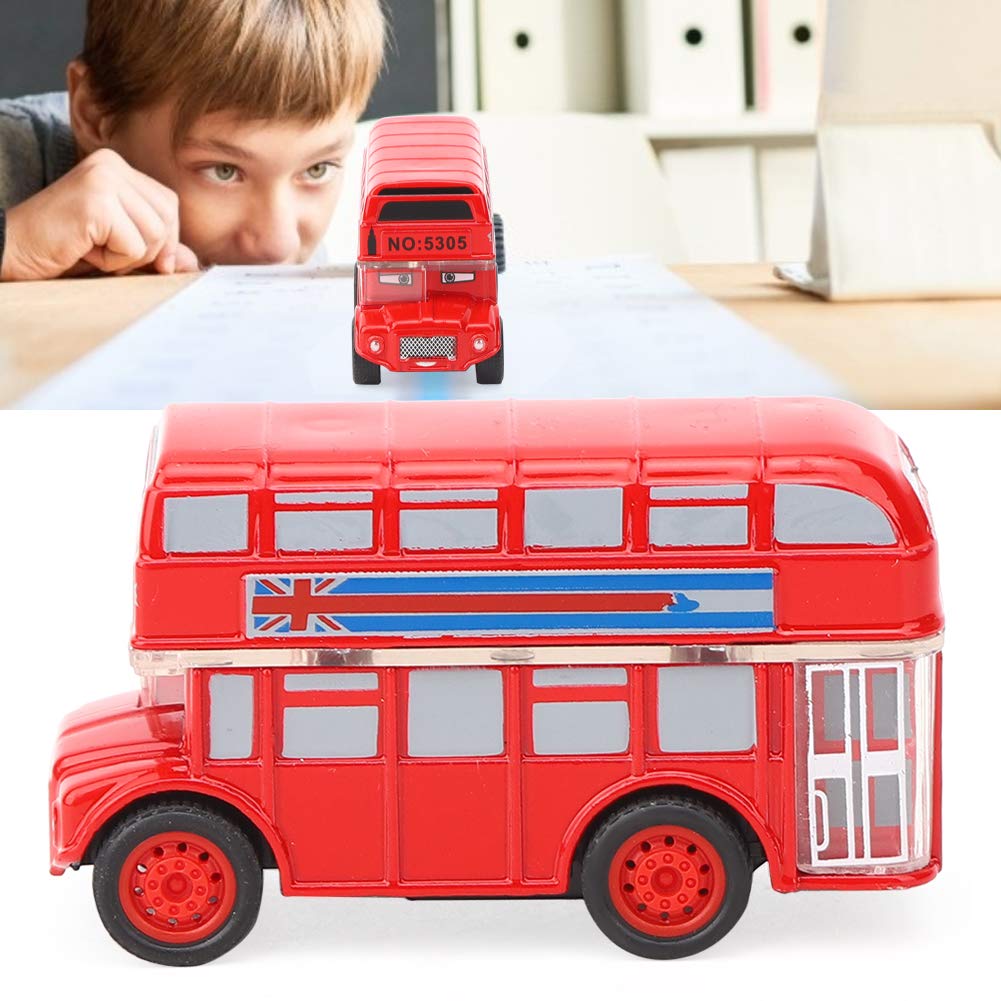 Drfeify Cartoon Bus Alloy Car Toy, 3 Colors, Highly Simulation Children Kid Pull Back Vehicle Toy Model(Travel Bus red)