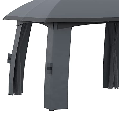 Outsunny 10' x 20' Patio Gazebo, Outdoor Gazebo Canopy Shelter with Netting, Vented Roof, Steel Frame for Garden, Lawn, Backyard, and Deck, Dark Gray