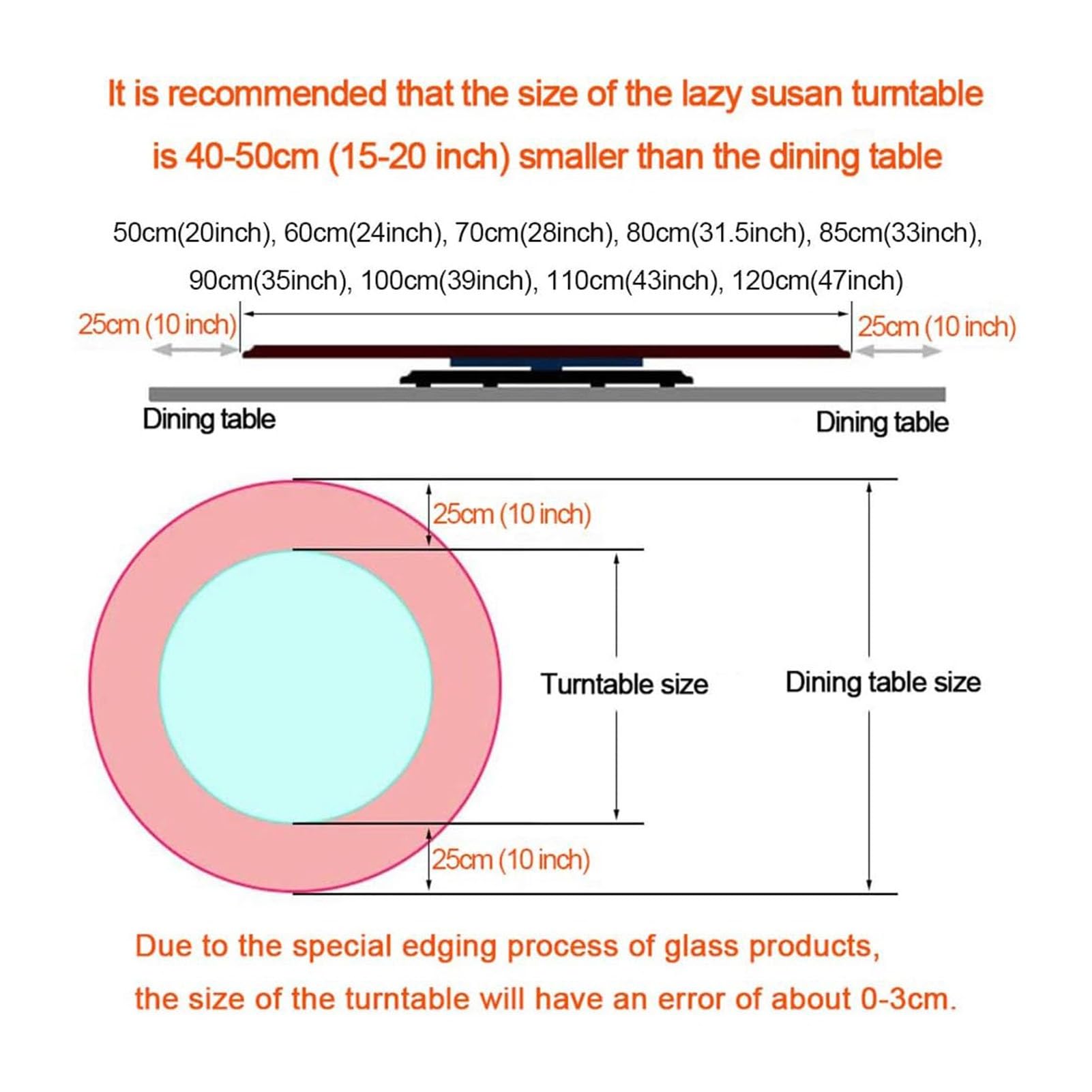 BPILOT Tempered Glass Round Table Top, Clear 1/4"Thick Quiet & Smooth Rotating Glass Lazy Susan Turntable - For Homes Patio Tables & Restaurants Dining Table,customizable (Color : Clear, Size : 85c