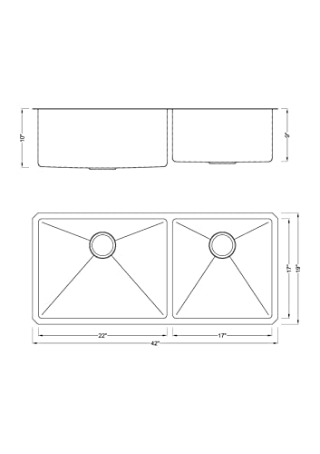 CozyBlock 42 in. x 19 in. x 10 in. 16-Gauge Stainless Steel Undermount 60/40 Offset Double Bowl Kitchen Sink with Bottom Grid, Silicon Dishrack, Pot Mat and Strainer