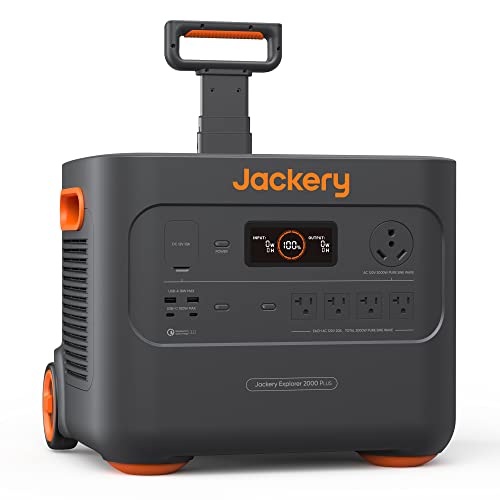 Jackery Portable Power Station Explorer 2000 Plus, Solar Generator with 2042Wh LiFePO4 Battery 3000W Output, Expandable to 24kWh 6000W, Compatible with Solar Panel for Outdoor RV Camping & Emergency