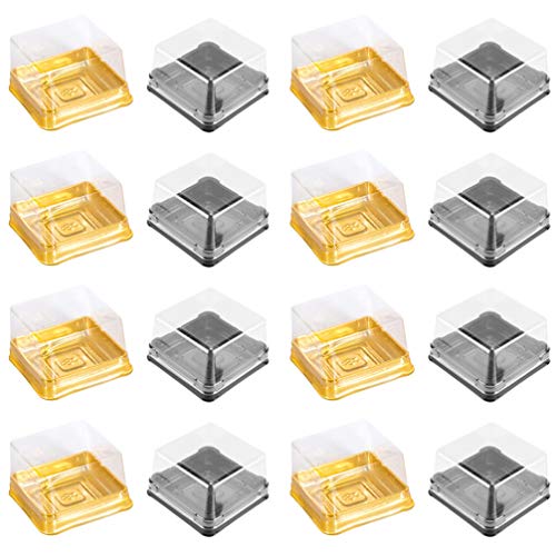 Hemoton Mini Cake Box 100Pcs Clear Plastic Mini Cupcake Cookie Box Muffins Mooncakes Box Pastry Packing Boxes Christmas Holiday Party Favors Supplies Mini Mooncake Box