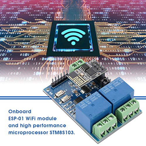 Dual Channel WiFi Relay, ESP8266 Dual Channel WiFi Relay Board On Board ESP 01 Smart Home Phone APP Remote Switch Module 59 * 40mm, Keypads & Remotes