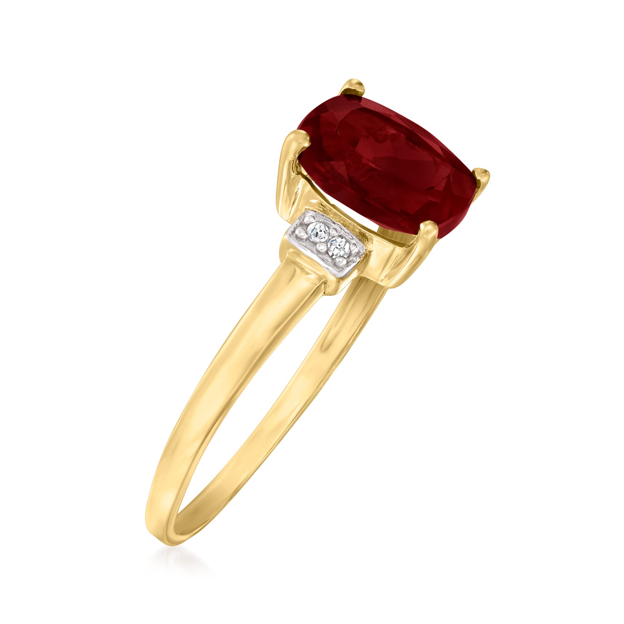 Canaria 1.80 Carat Garnet Ring With White Topaz Accents in 10kt Yellow Gold. Size 7