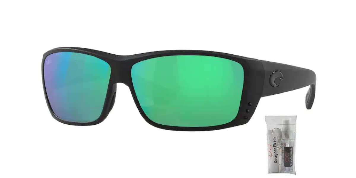 Costa Del Mar Cat Cay 6S9024 902407 61MM 11 Matte Black/Blue Mirror 580P Plastic Polarized Square Sunglasses for Men + BUNDLE with Designer iWear Eyewear Kit