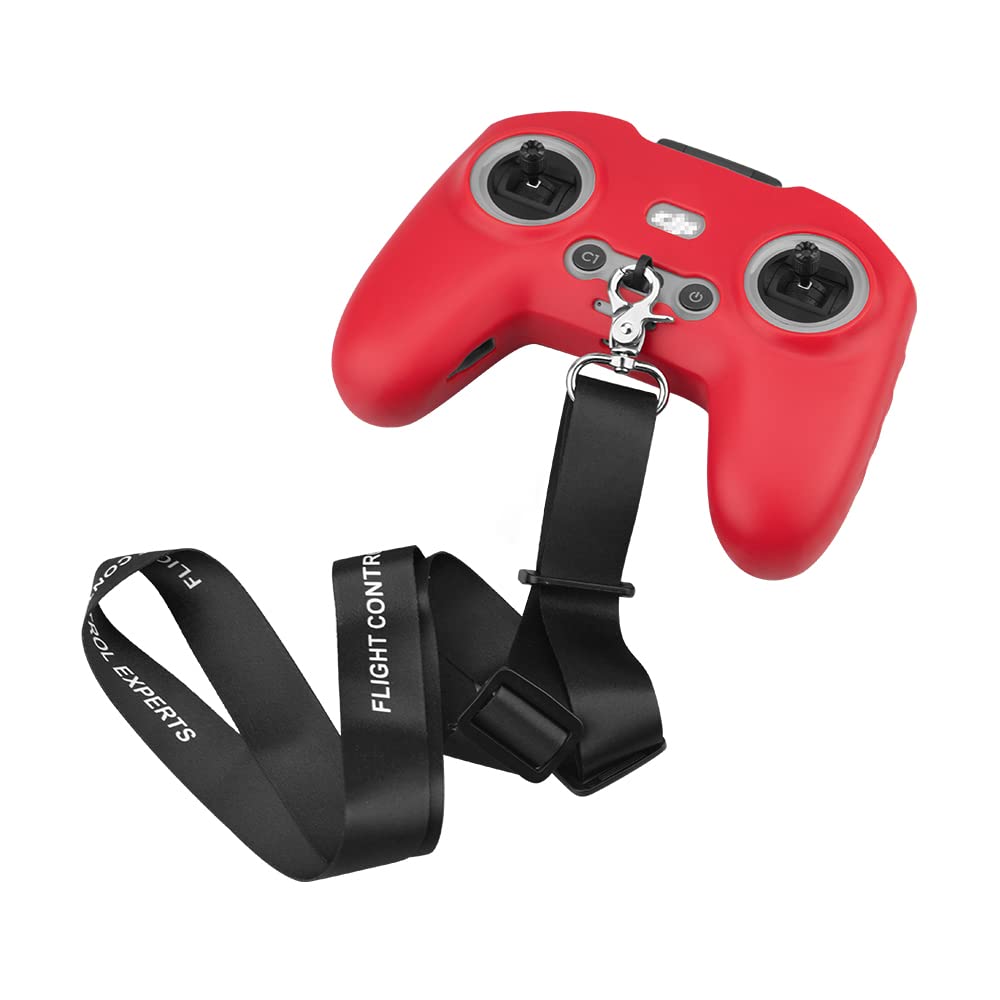 Drone Remote Control Game Silicone Sleeve, Through the Machine Handle Protective Cover Strap Remote Controller Joystick, Suitable for DJI Avata/FPV Combo Accessories (Red)