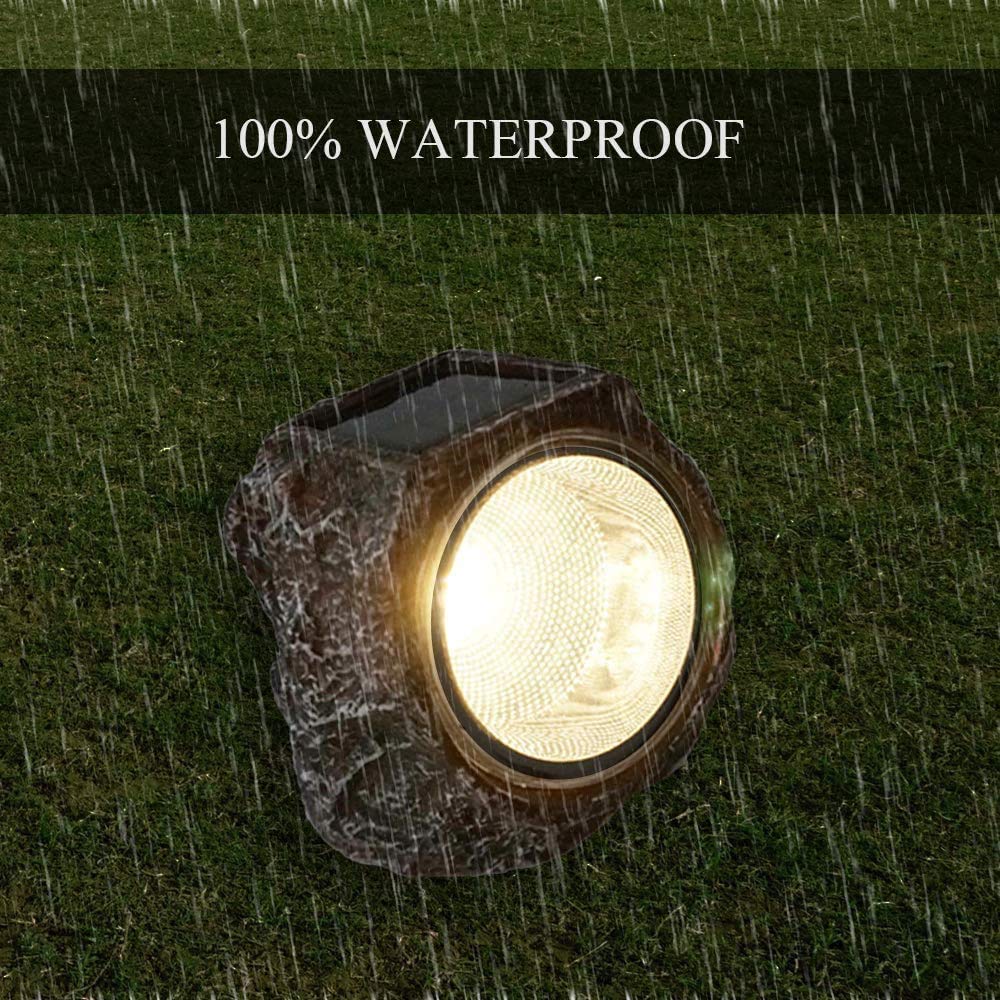 YJFWAL Bethlehem Lighting 2021 Upgraded Version 2 Pack 10 LED Solar Rock Lights, Stone Lights Outdoor Waterproof Light for Patio, Garden, Backyard Pathway Driveway Landscape Rock