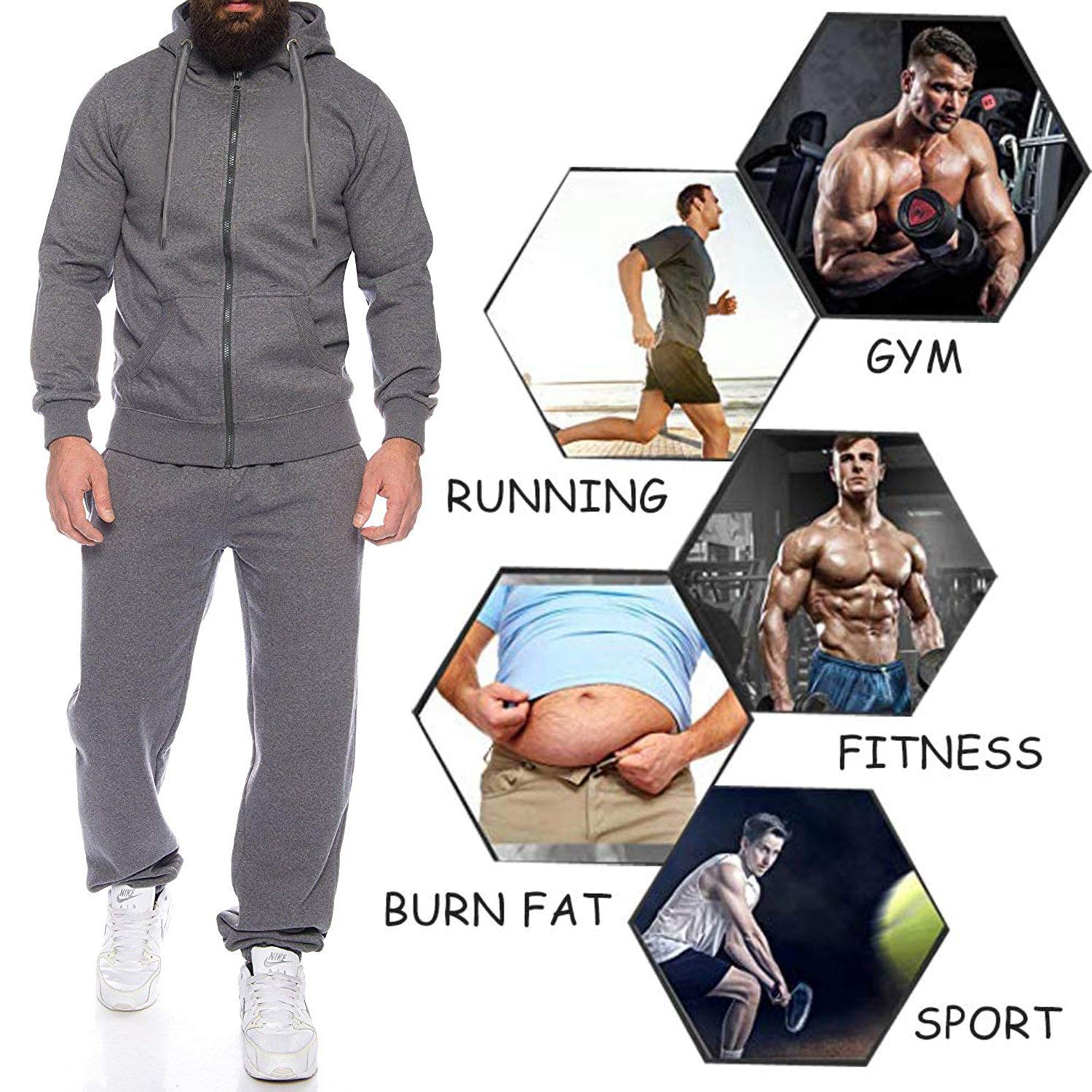 COOFANDY Sweatsuits Sets for Men Full Zip Hoodie Jacket Men Jogging Pants Casual Tracksuit Athletic Sweatsuit