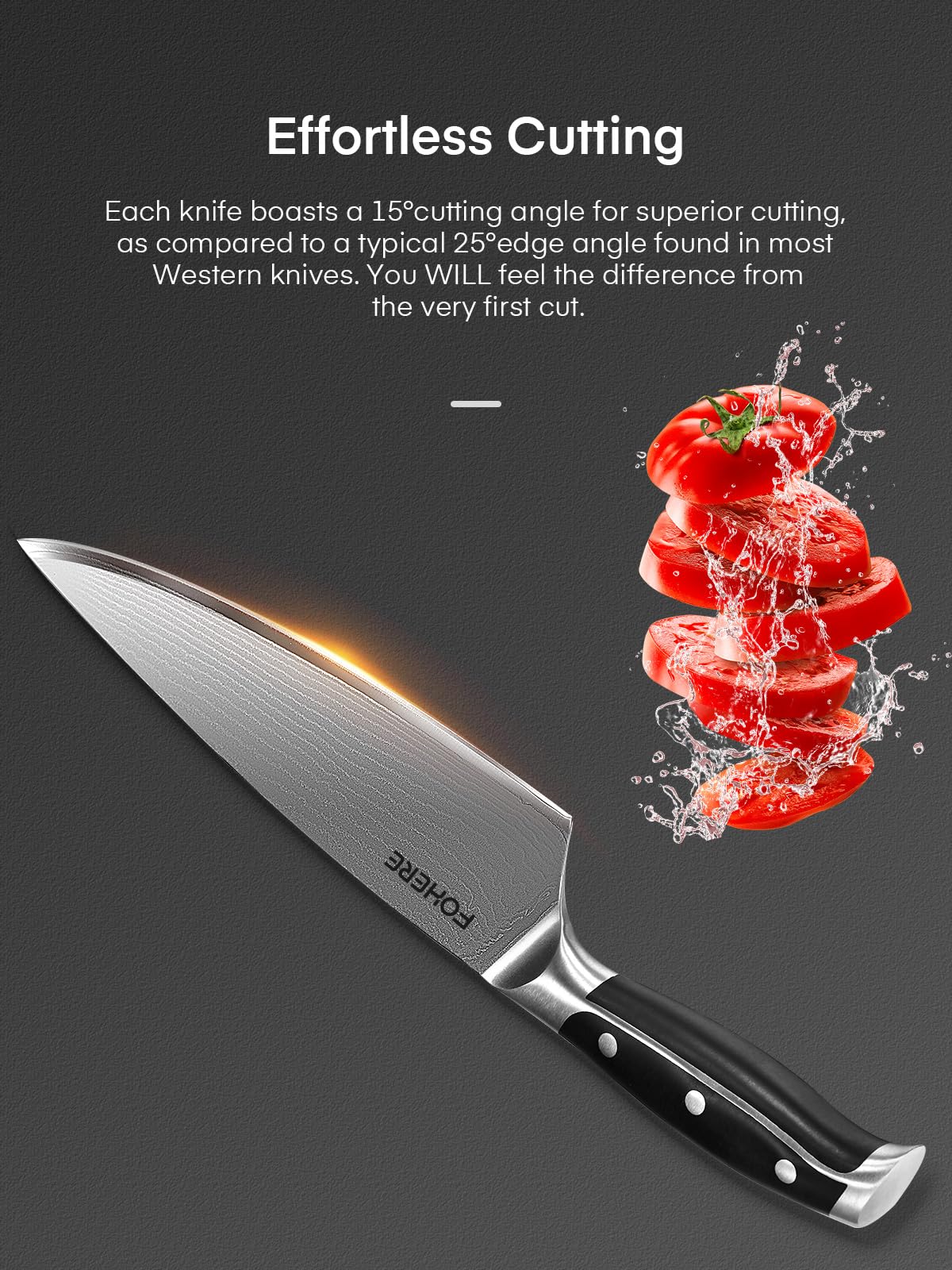 Knife Set, FOHERE 7-Piece Damascus Kitchen Knife Set, 67-Layer Japanese Knife VG10 Damascus Steel, Sharp Kitchen Knife Set with Non-slip ABS Handle, Kitchen Shears