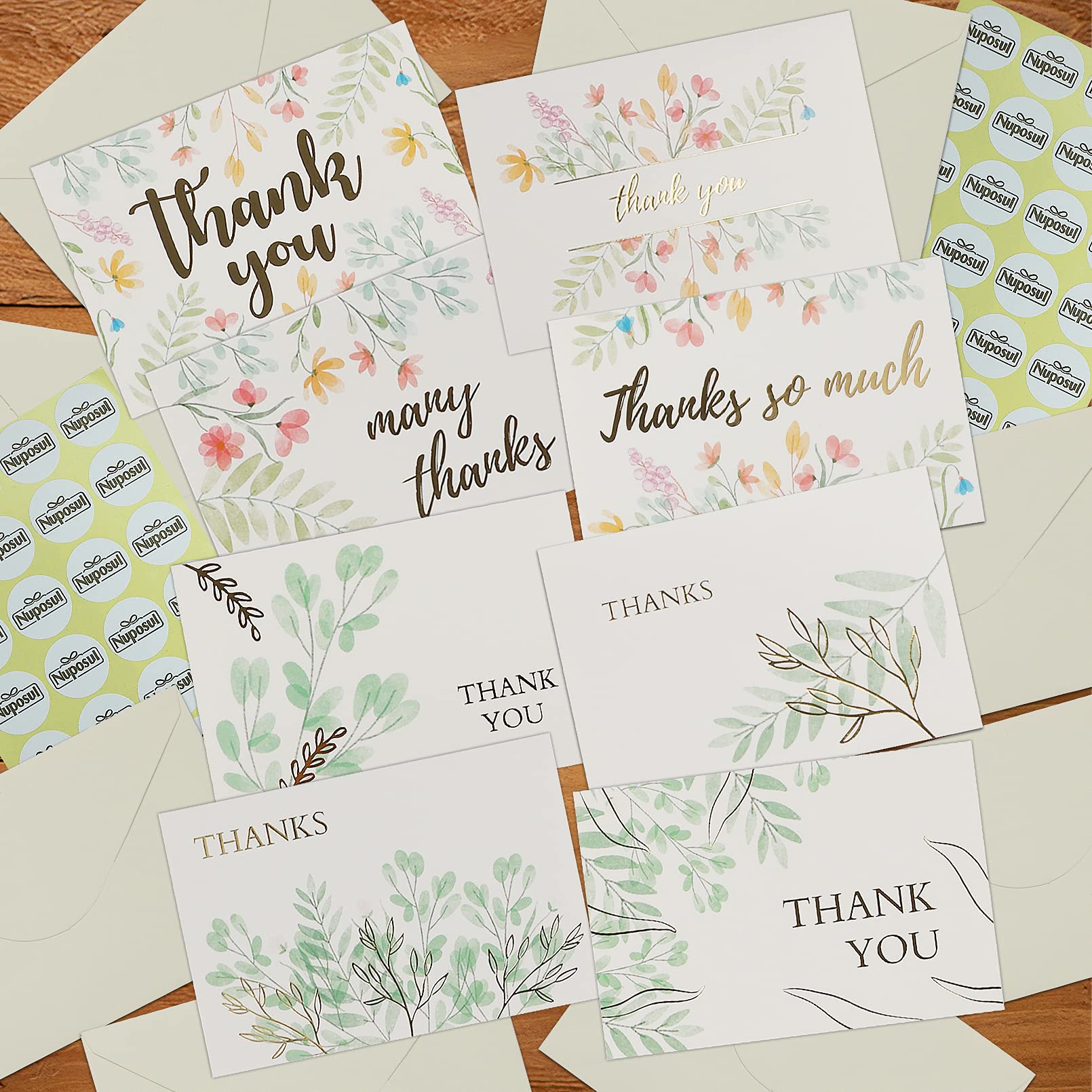 Nuposul Thank You Cards with Envelopes - 24 Blank Note Cards for All Occasion, Baby Showers,wedding, birthday party