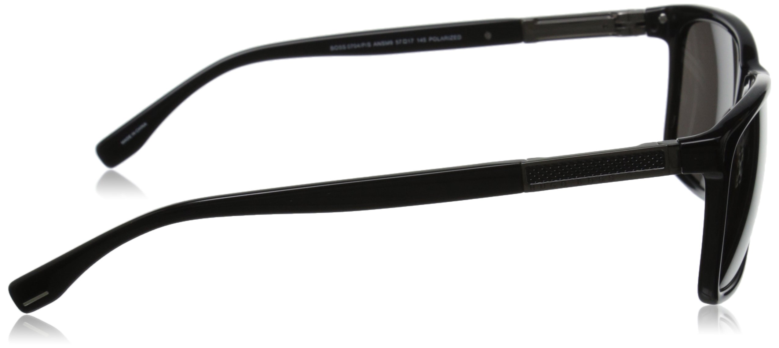BOSS by Hugo Boss Sunglasses (Safilo Group) Men's 0704/P/S Rectangular Sunglasses, Black Dark Ruthenium & Gray Polarized, 57 mm