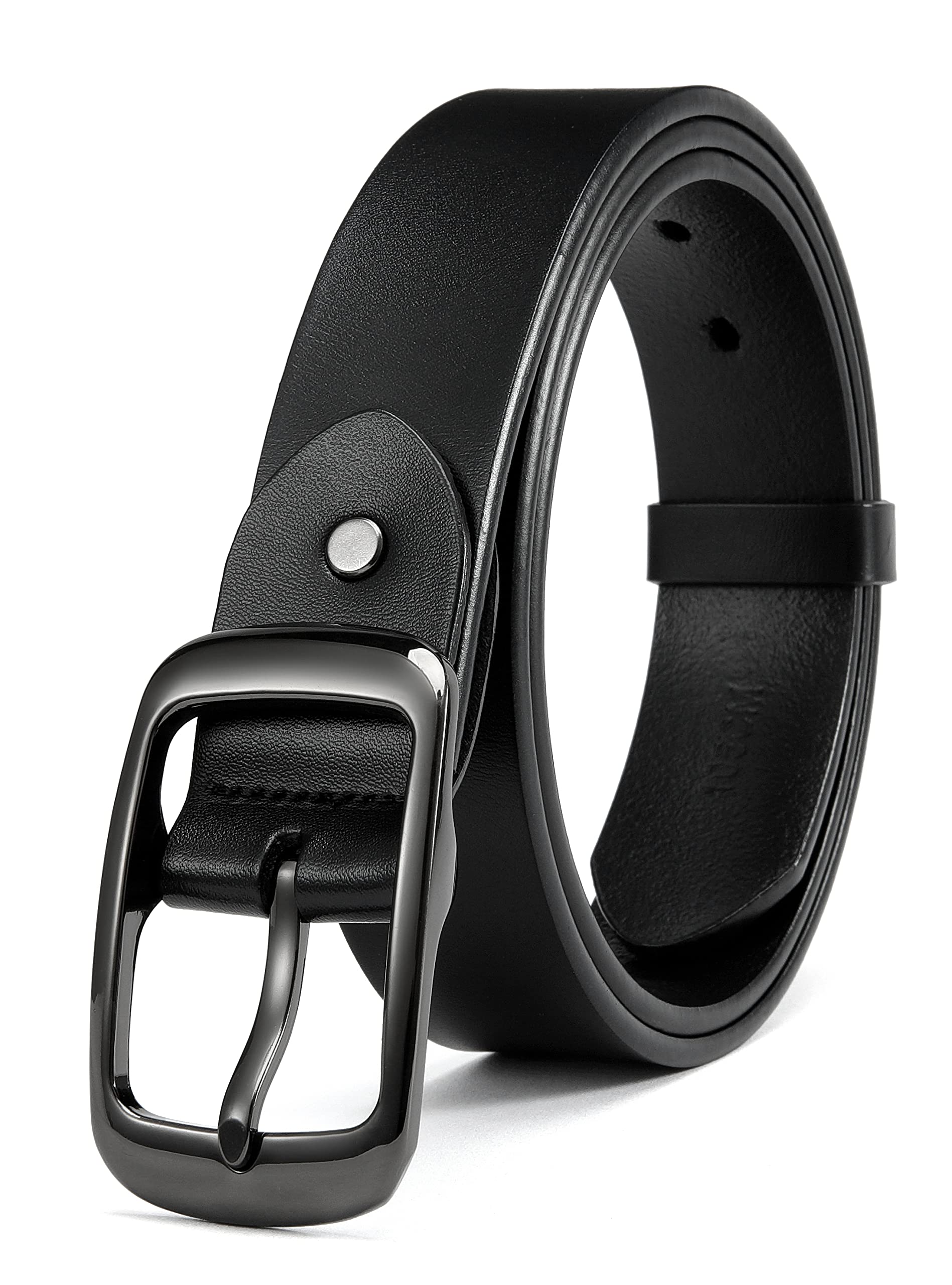 CHAOREN Black Belt Women for Jeans - Leather Belt Women 1.3" Width - Genuine Leather Crafted by Hand