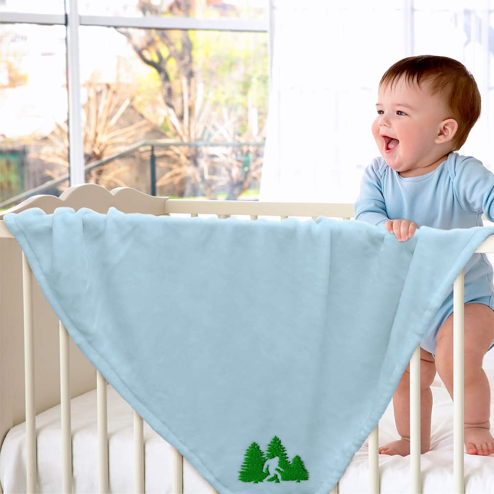 Nursery Bedding Baby Blankets for Boys & Girls Woods Bigfoot A Polyester Soft Plush Receiving Swaddle Blue Design Only