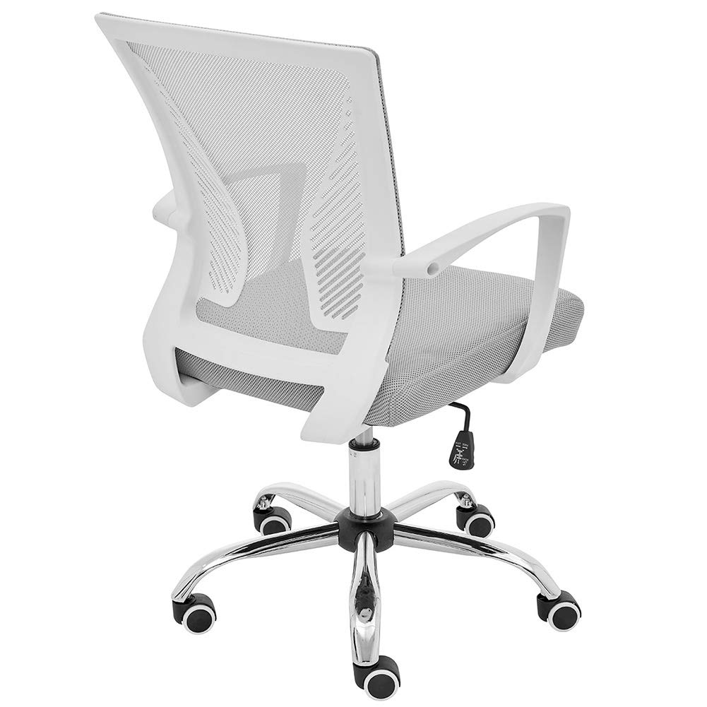 Modern Home Zuna Mid-Back Office Chair - White/Gray, 10.6D x 22.8W x 23.2H Inch