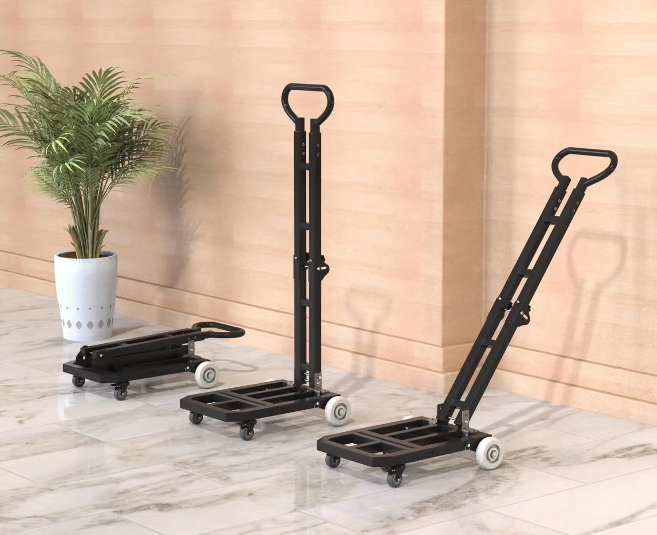 Davcreator Hand Push Truck with Wheels for Moving Furniture Shopping Cart 100LBS Load Capacity