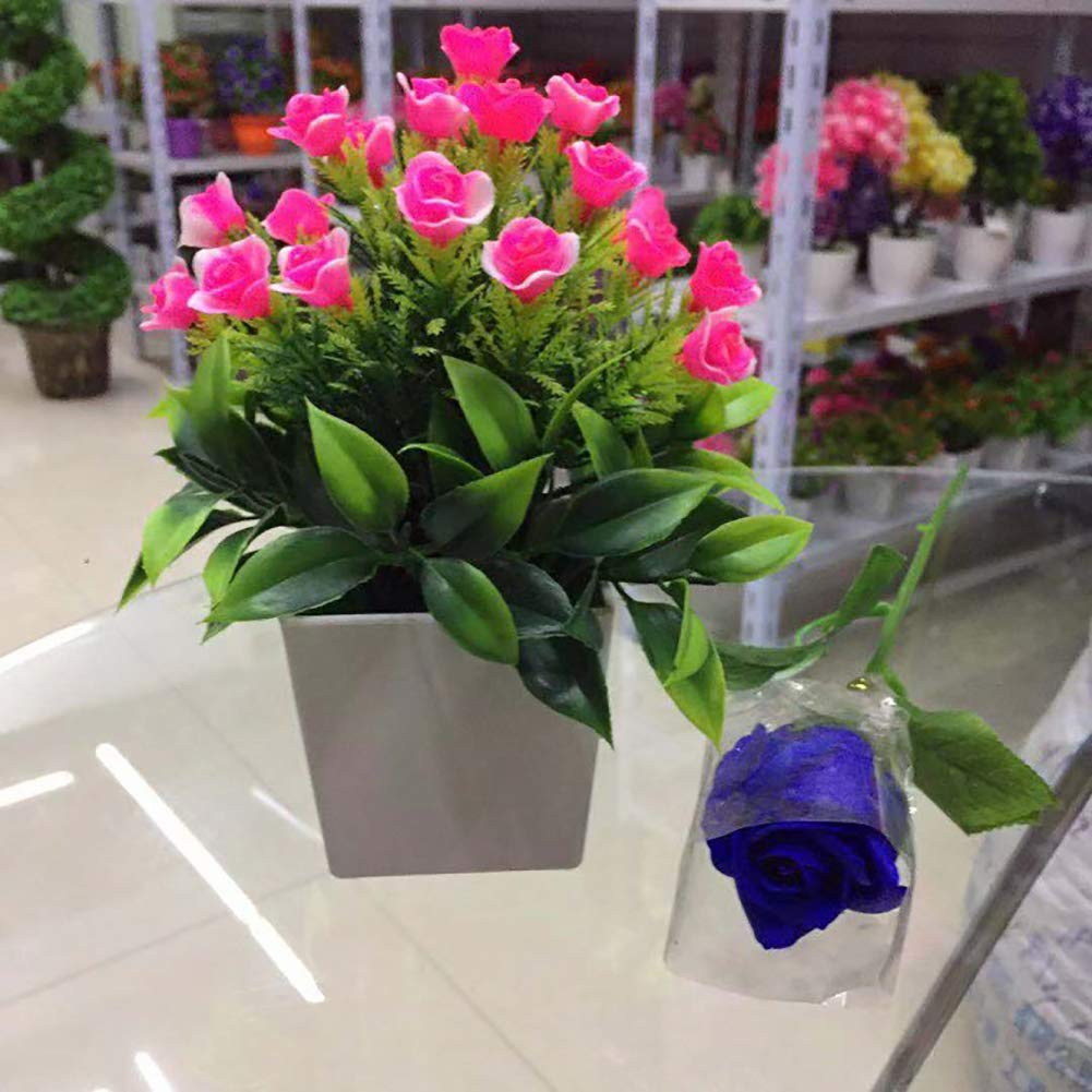 Bluelanss 1Pc Potted Artificial Flower Bonsai DIY Garden Wedding Home Office Party Decor Pink