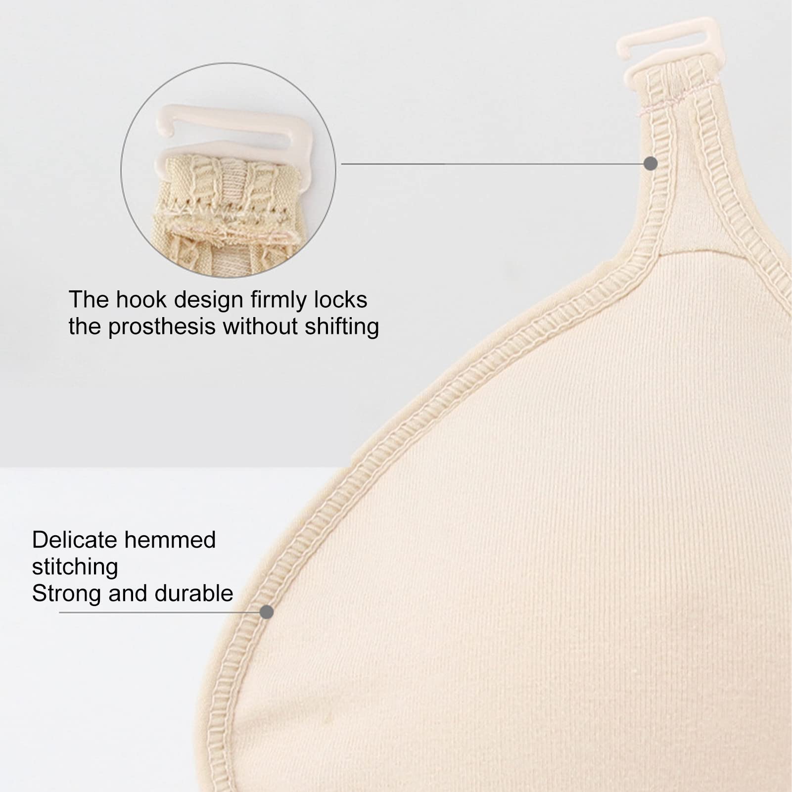 Bra Pads Inserts, Mastectomy Prosthesis Cover Bag Sweatabsorbent Cotton Elastic Silicone Breast Forms Protective Cover Mastectomy Prosthesis Hook Design Bra Inserts Push Up (Left)