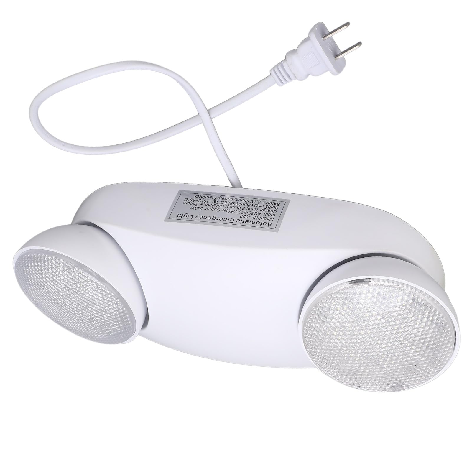 Dussdote LED Emergency Light, Two Head Adjustable Commercial Emergency Lighting Fixtures with Battery Backup US Plug 85‑265V