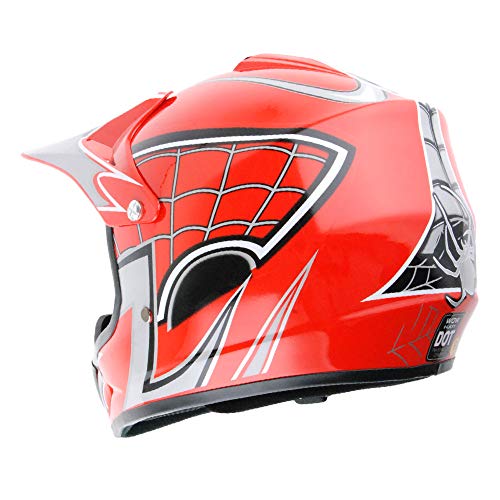 WOW Youth Kids Motocross BMX MX ATV Dirt Bike Helmet Spider Web Red
