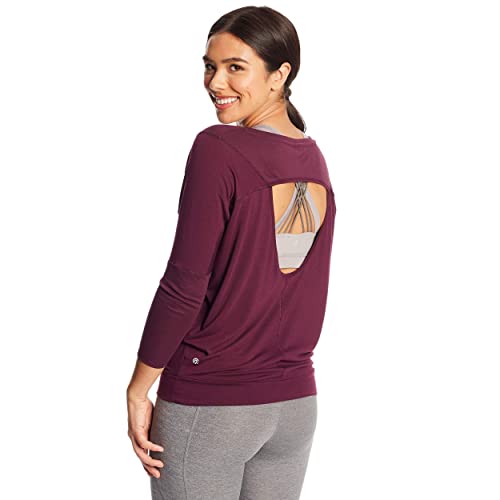 C9 Champion womens Long Sleeve Open Back Top Yoga Shirt, Dark Berry Purple, Large US
