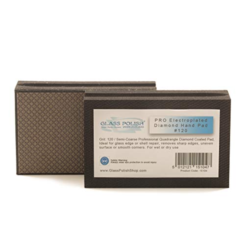 Glass Polish 15104 Diamond Hand Pad Sanding Block for Smoothing, Edging & Polishing 3.74β x 2.16β - Grit 120