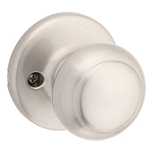 Kwikset Cove Sided Dummy Door Knob, Non-Turning Handle for Pantry, Closet, and French Doors, Featuring Microban Product Protection in Satin Nickel
