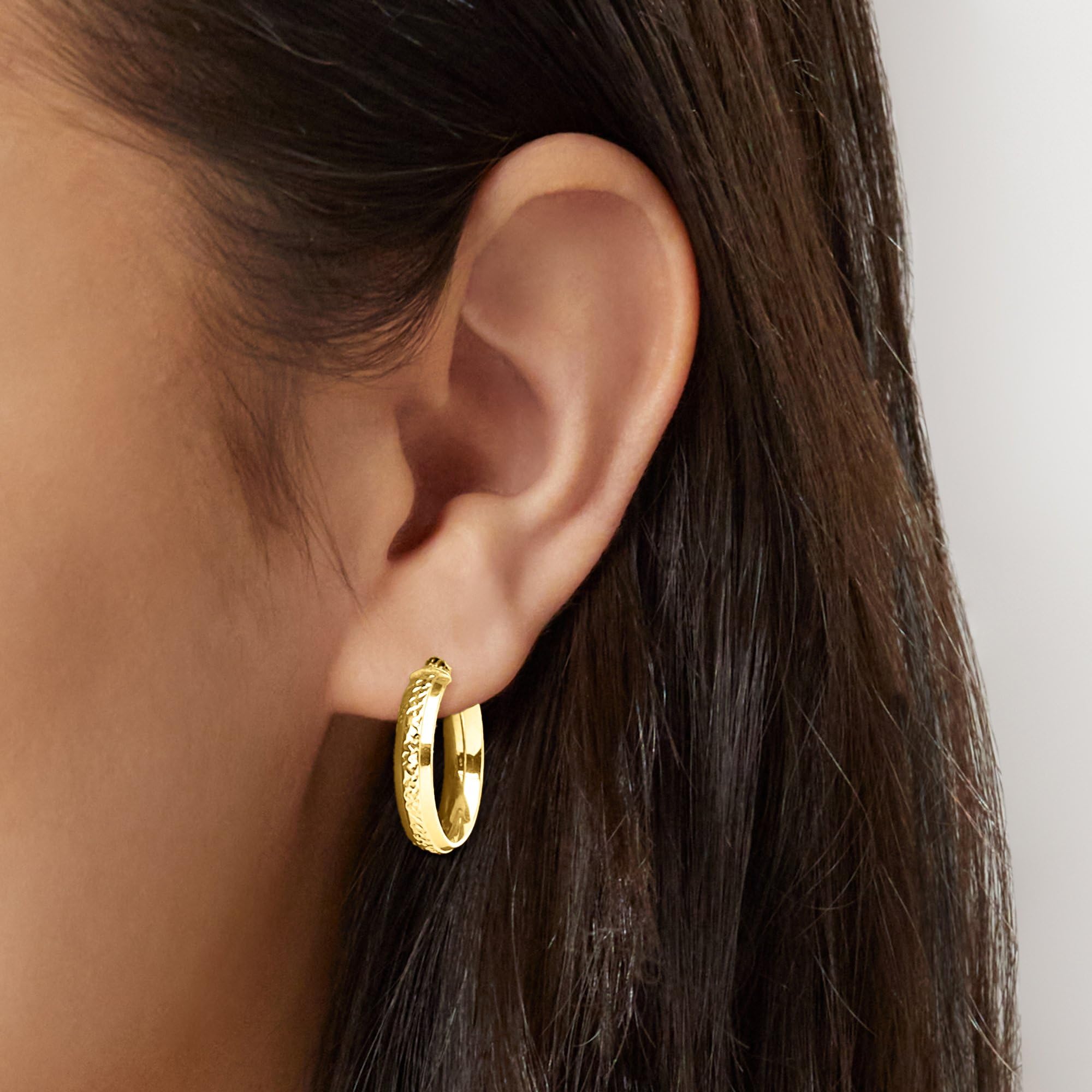 Canaria Italian 10kt Yellow Gold X-Pattern Hoop Earrings