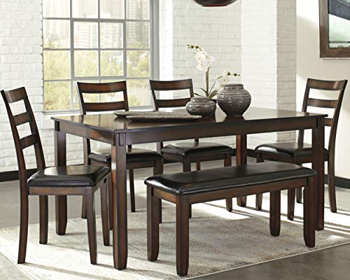 Signature Design by Ashley Coviar 6 Piece Dining Set, Includes Table, 4 Chairs & Bench, Dark Brown & Coviar 5 Piece Counter Height Dining Set, Includes Table & 4 Barstools, Brown