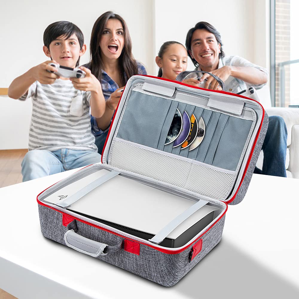 SYMOCA PS5 Carrying Case, Compatible with Playstation 5 Console, Waterproof and Shockproof Storage Travel Bag for PS5 Controllers, Cables, Game Disc or Other Accessories