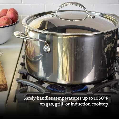 Hestan - NanoBond Collection - Titanium Stainless Steel 8-Quart Stock Pot with Lid - Toxin, PFAS, & Chemical Free Clean Cookware, Induction Cooktop Compatible