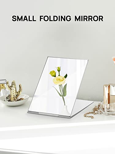 MIRRORNOVA Portable Folding Mirror, Ultra-Slim Durable Makeup Tabletop Mirror for Travel with Aluminum Shell, Large Size 6"