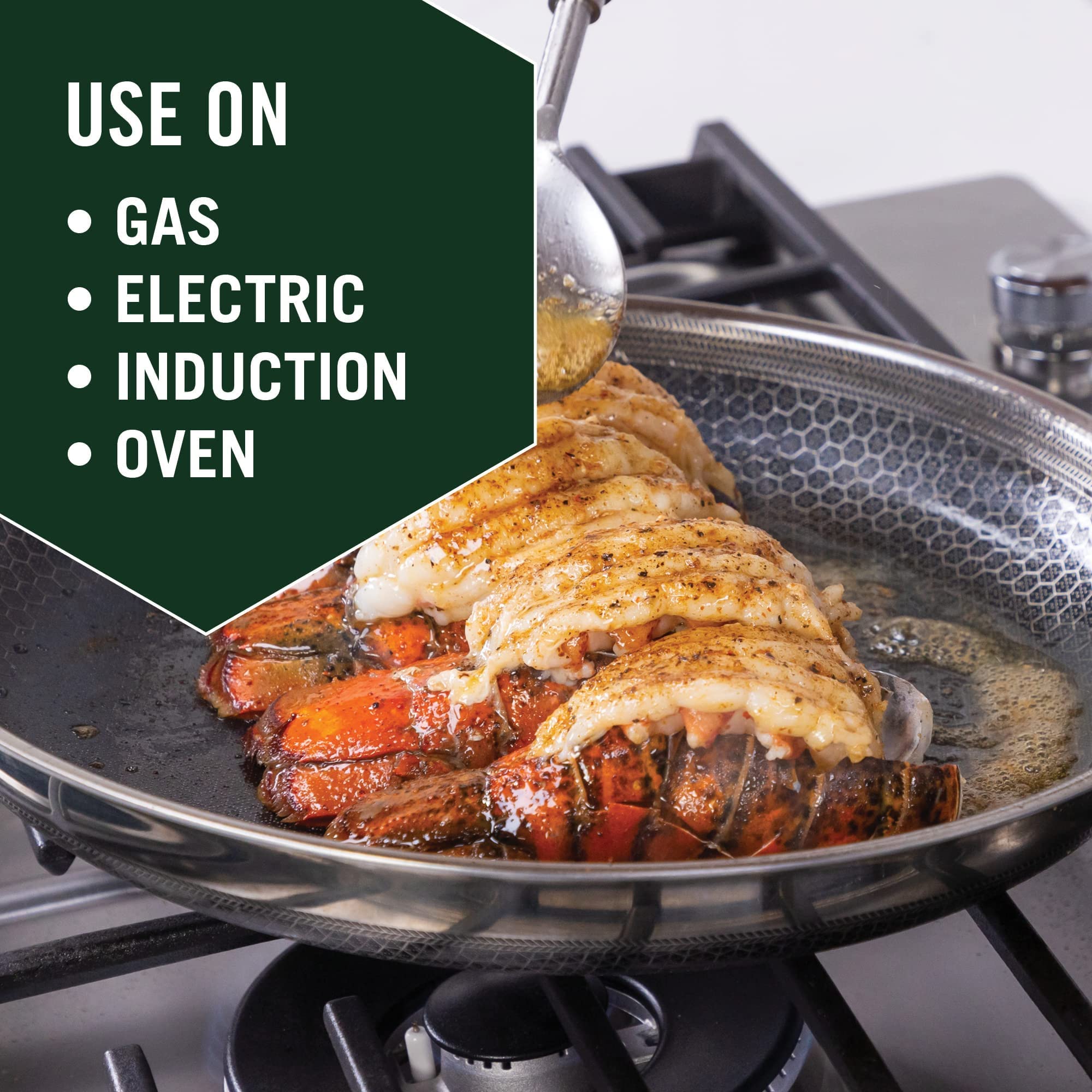 HexClad Hybrid Nonstick Frying Pan, 12-Inch, Stay-Cool Handle, Dishwasher and Oven Safe, Induction Ready, Compatible with All Cooktops