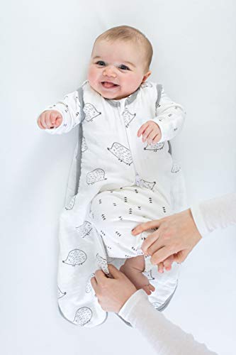 SwaddleDesigns Cotton Muslin zzZipMe Sleeping Sack, Wearable Blanket with 2-Way Zipper, Black Hedgehog, Large (12-18 Month) (Pack of 1)