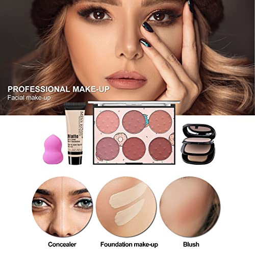 MISS ROSE M All In One Makeup Kit, Makeup Kit for Women Full Kit,Multipurpose Women's Makeup Sets,Beginners and Professionals Alike,Easy to Carry (Black)