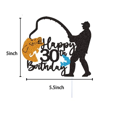 Fishing 30th Birthday Cake Topper ,Funny Man 30th Fisherman Theme Party Decoration Supplies