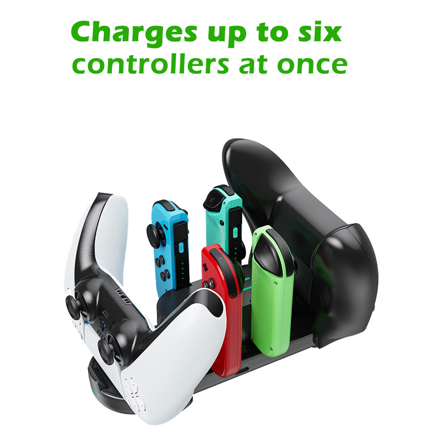 Charging Dock, Charging Station Dock Compatible with Nintendo Switch Pro Controllers and for Joy Cons & OLED Model for Joycon,6 in one Charger Stand for Switch with 2 USB 2.0 Plug and 2.0 Ports