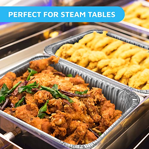 MontoPack Aluminum Foil Pans Half Size Roasting Chafing Pan | Bulk 10 Pack of 9x13 Tins for Cooking, Baking & Catering | Heavy Duty Disposable Cookware Steam Table Trays for Buffet & Food Prepping