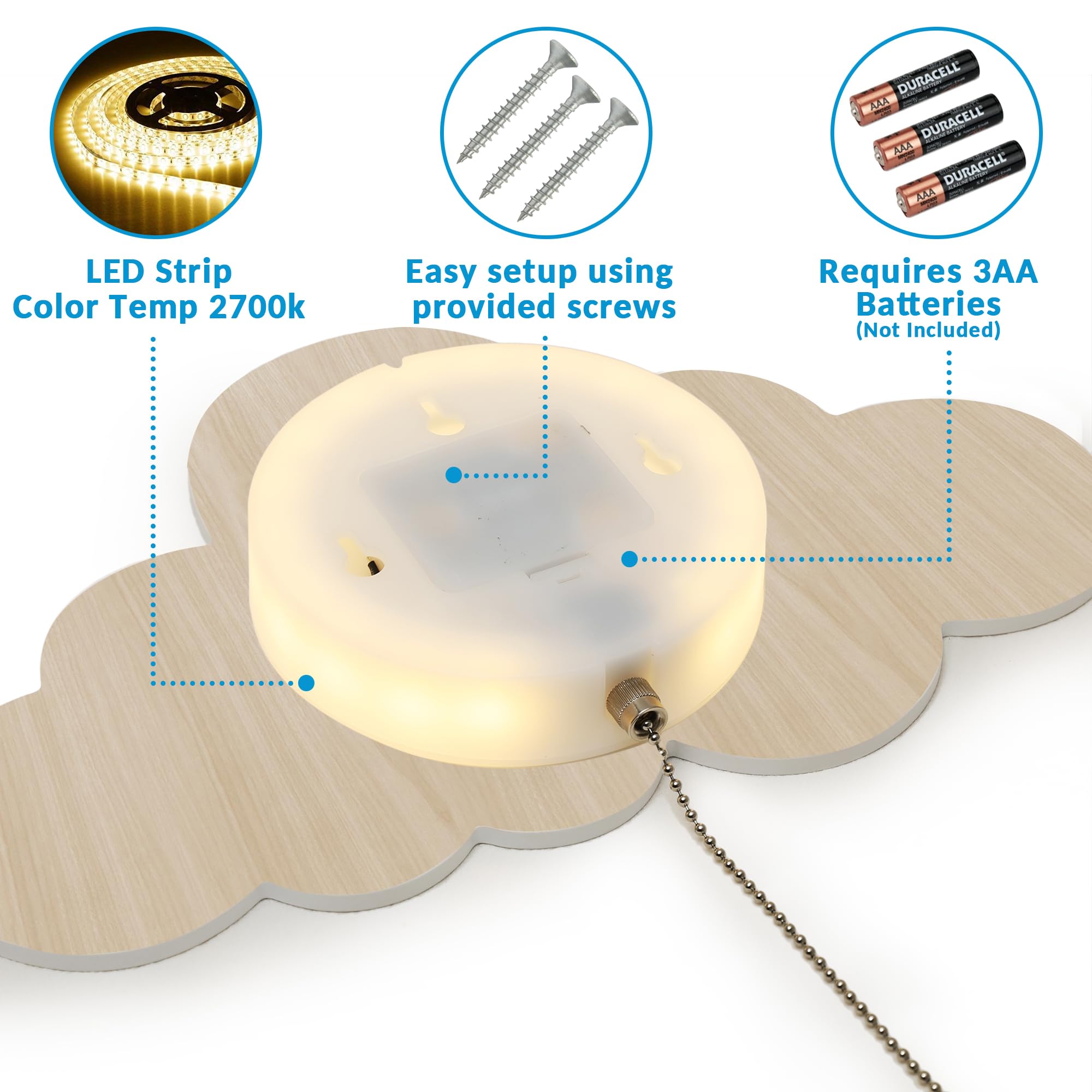 Cloud Light - Floating Cloud Wall Lamp For Nursery | Cute Floating Cloud Lamp For Kids Bedroom | Battery-operated Hanging Cloud Night Lights | Cloud Lights For Bedroom | Cloud Lamp For Baby Nursery