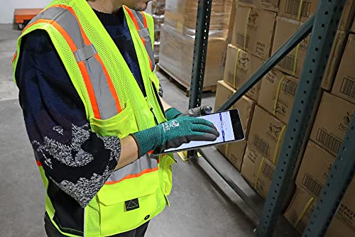 Global Glove Safety Vest with 6 Pockets and Zipper Front, High Visibility, Lightweight and Breathable Mesh, ANSI Class 2 Compliant, X-Large